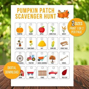 Pumpkin Patch Scavenger Hunt for Kids, Nature Scavenger Hunt, Pumpkin ...