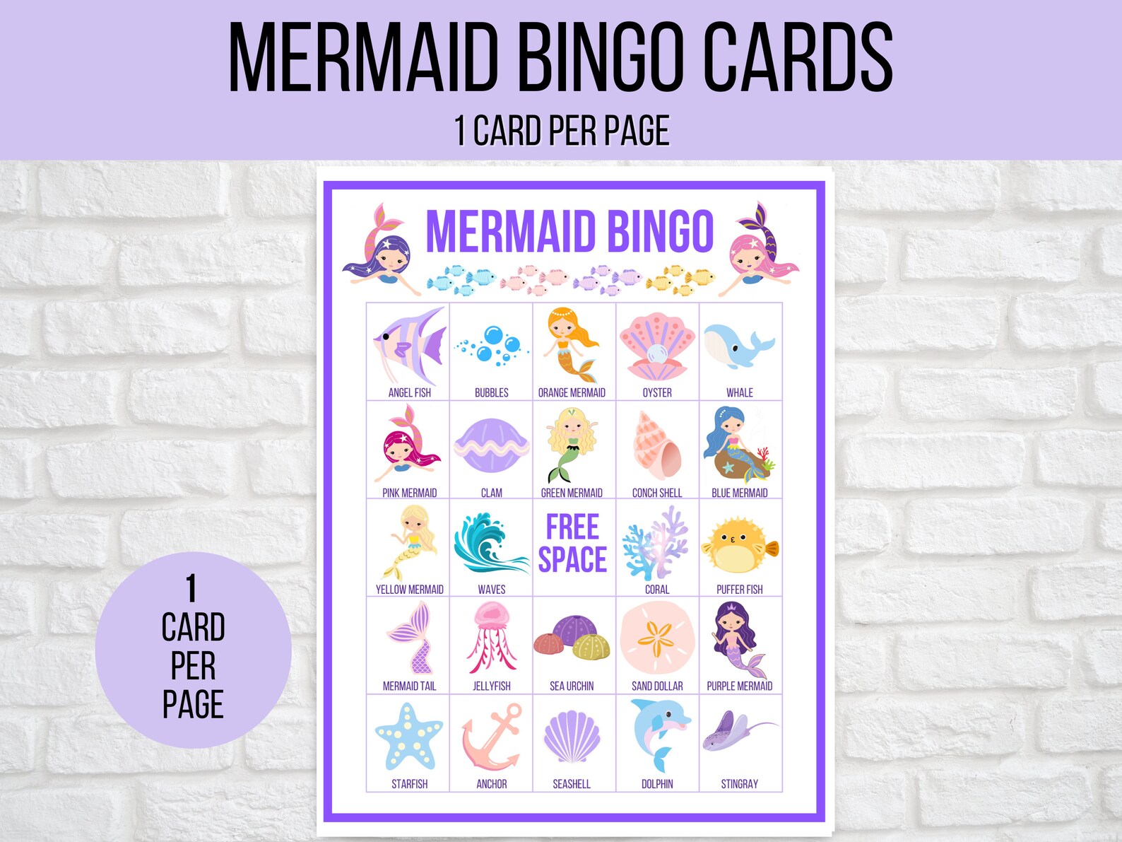 Mermaid Bingo 30 Unique Printable Mermaid Bingo Cards - Etsy