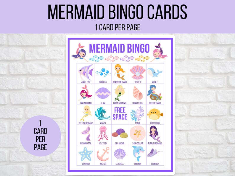 Mermaid Bingo 30 Unique Printable Mermaid Bingo Cards - Etsy