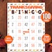 Thanksgiving Bingo, 100 Thanksgiving Bingo Cards, Thanksgiving Games ...