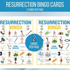Resurrection Bingo, 50 Religious Easter Bingo Cards, Easter Bible Bingo ...