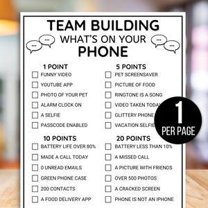 Office Games, Team Building What's on Your Phone, Team Building Phone ...