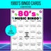 80s Bingo, 80s Song Bingo, 80s Music Bingo, 80s Retro Bingo, 50 ...