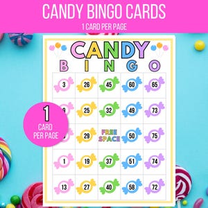 Candy Bingo, 100 Printable Candy Bingo Cards, Sweet Treats Bingo, Candy ...