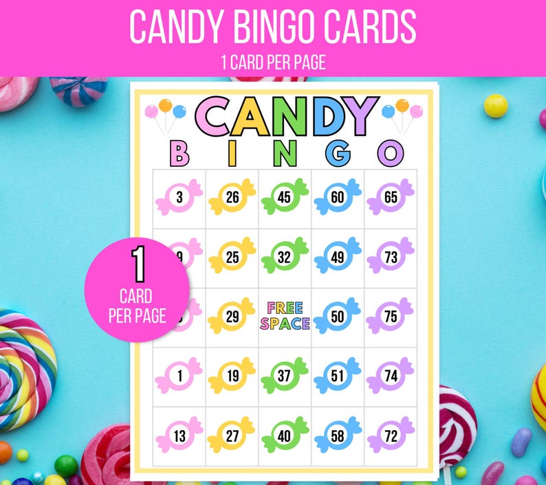 Candy Bingo, 100 Printable Candy Bingo Cards, Sweet Treats Bingo, Candy ...