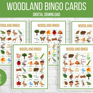 Woodland Bingo, 30 Printable Woodland Bingo Cards, Woodland Party Game ...