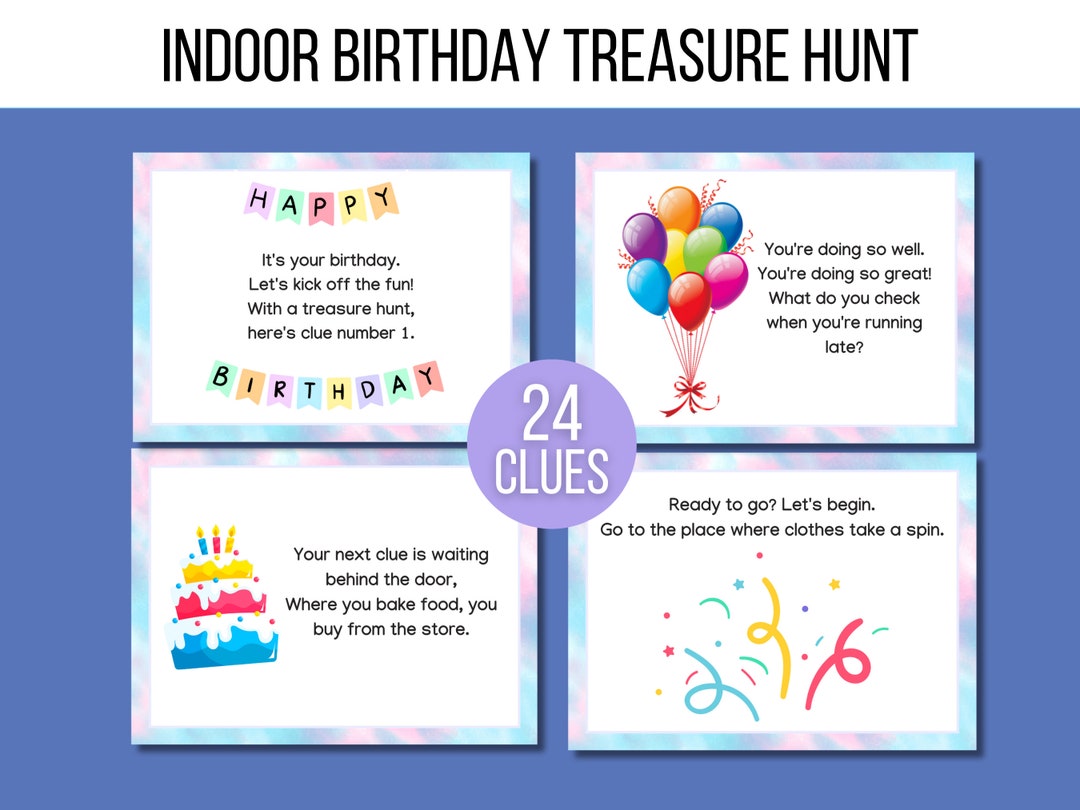 Indoor Birthday Treasure Hunt, Indoor Birthday Scavenger Hunt, Treasure ...