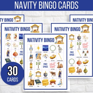 Nativity Bingo, 30 Nativity Bingo Cards, Christmas Bingo, Christmas ...