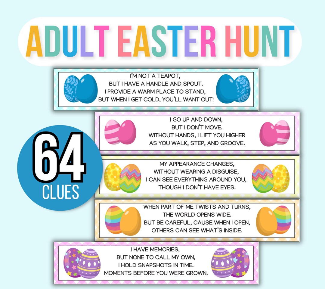 Adult Easter Treasure Hunt, Adult Easter Scavenger Hunt, Adult Treasure ...