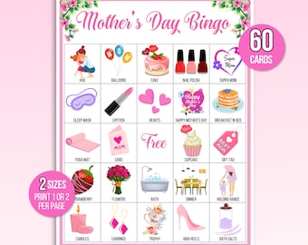 Printable Mother's Day Bingo, 20 Mother's Day Bingo Cards, Mother's Day ...