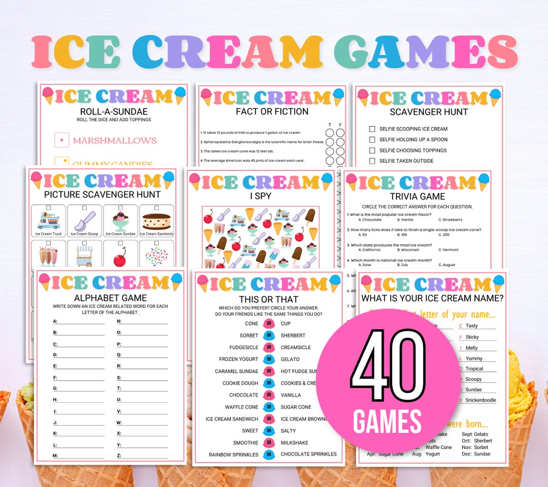 Ice Cream Party Games Bundle, Ice Cream Games, Ice Cream Activities ...