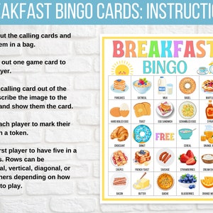 Breakfast Bingo, 60 Printable Breakfast Bingo Cards, Breakfast Bingo ...