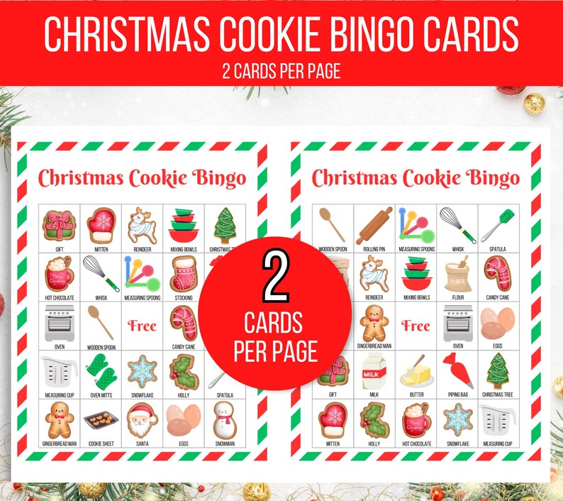 Christmas Bingo, 30 Baking Bingo Cards, Christmas Cookie Bingo Cards ...