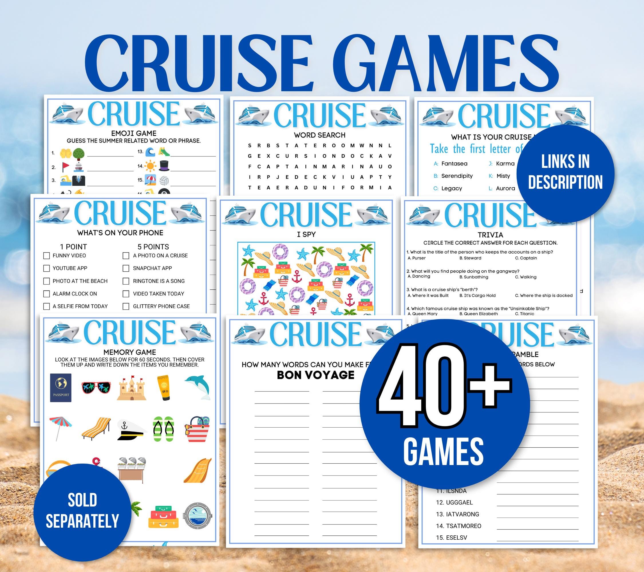 Cruise Bingo, 60 Cruise Bingo Cards, Cruise Games, Cruise Ship Bingo ...