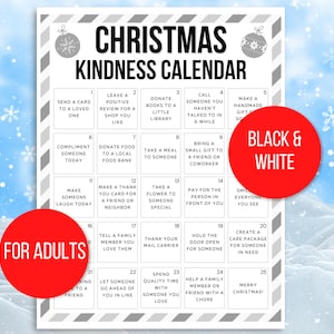 Christmas Acts of Kindness Calendar, Advent Calendar for Kid & Adult ...