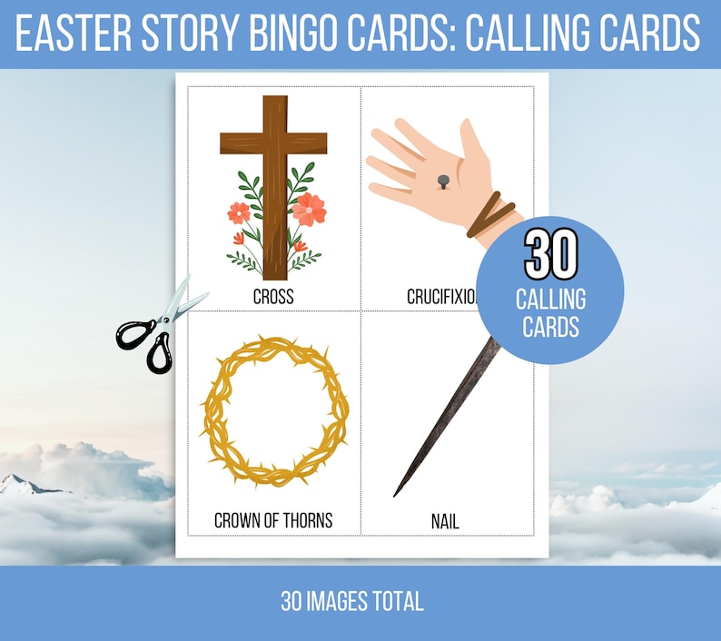 Easter Story Bingo, 50 Religious Easter Bingo Cards, Easter Bible Bingo ...