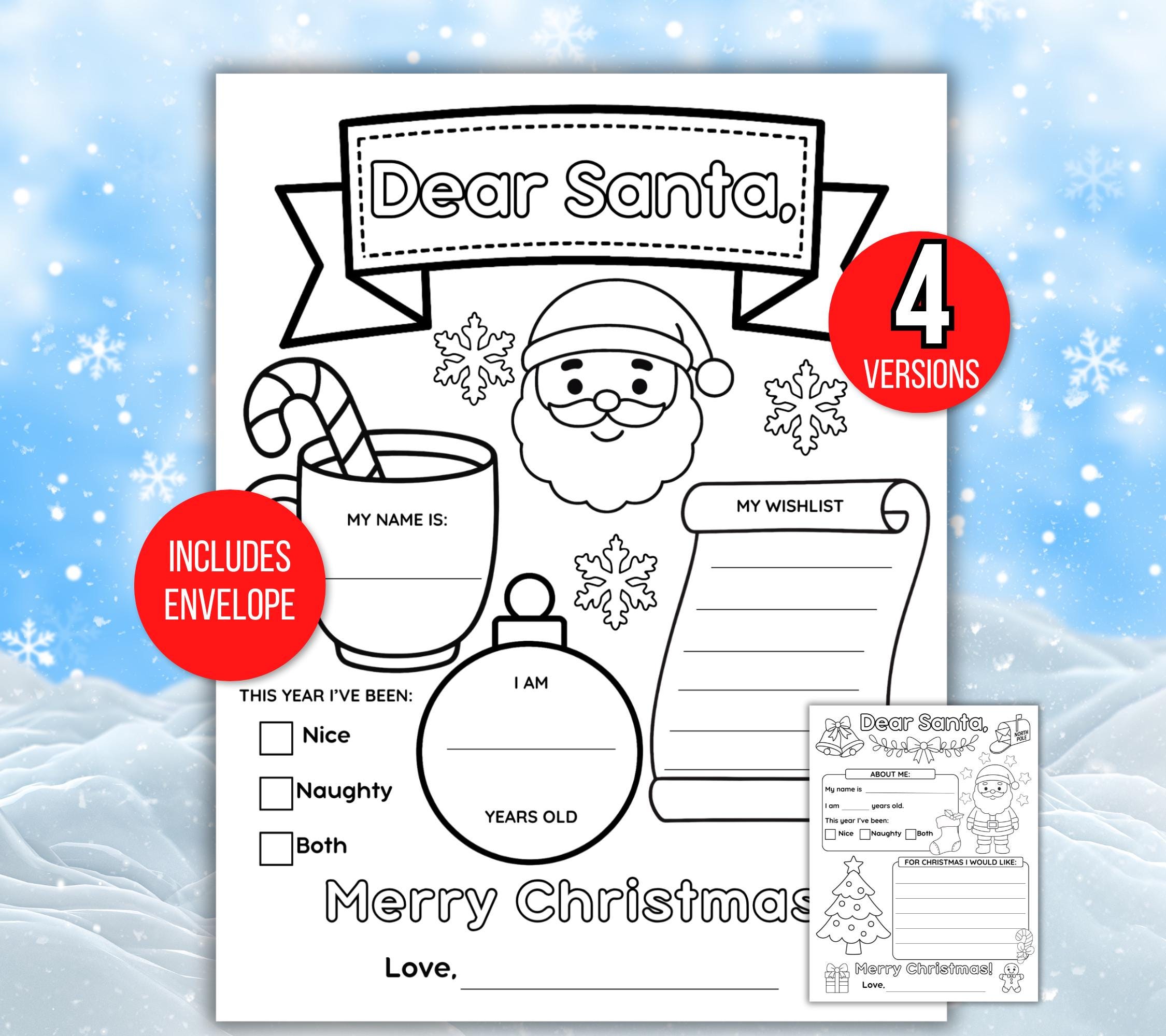 Printable Letter to Santa Coloring Page, Christmas Letter, Christmas ...