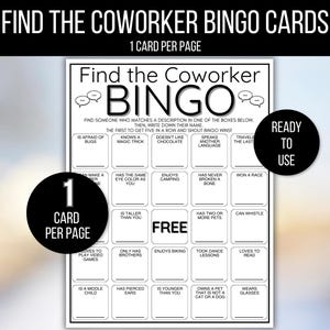 Coworker Bingo, Get to Know You Bingo, Employee Bingo Game, Find ...