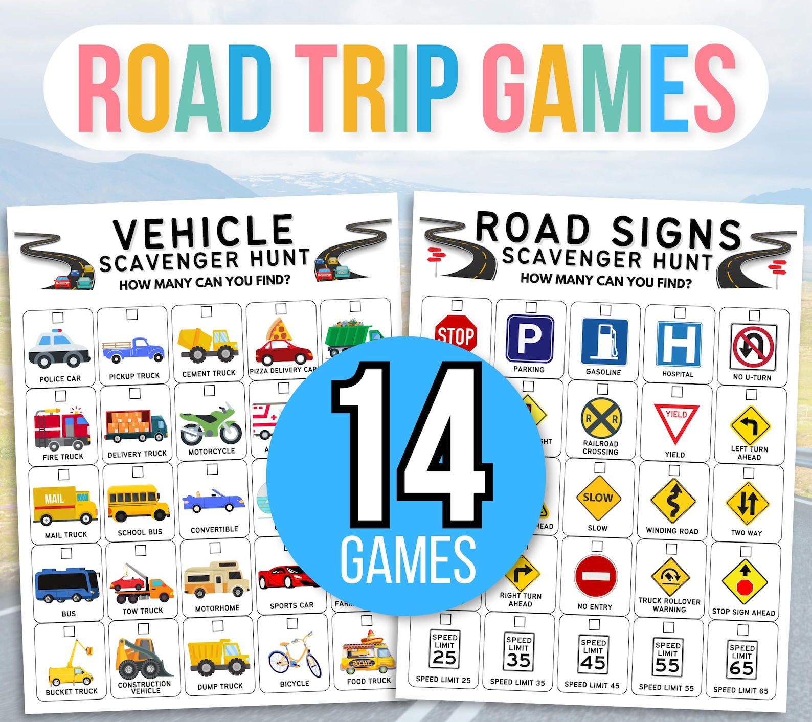 Road Trip Scavenger Hunts, Road Trip Games, Road Trip Hunt, Road Trip ...