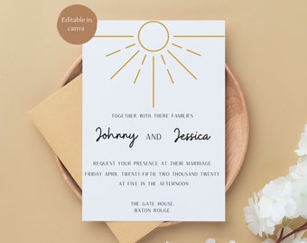 Minimal Warm Wedding Invitation Simple Boho Invitation - Etsy