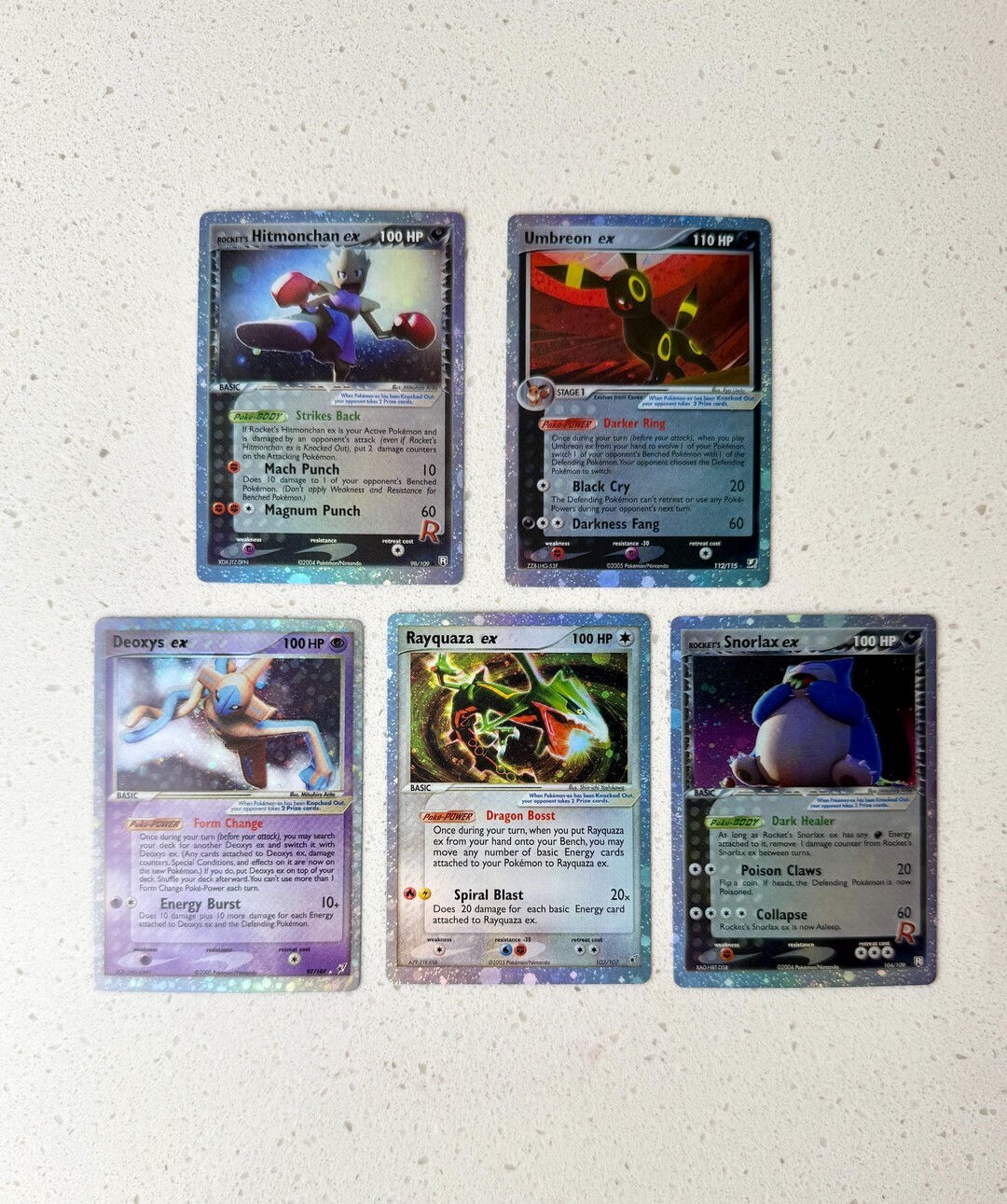Vintage Ex Umbreon Rayquaza Set of 5 Holographic Pokemon Proxy ...