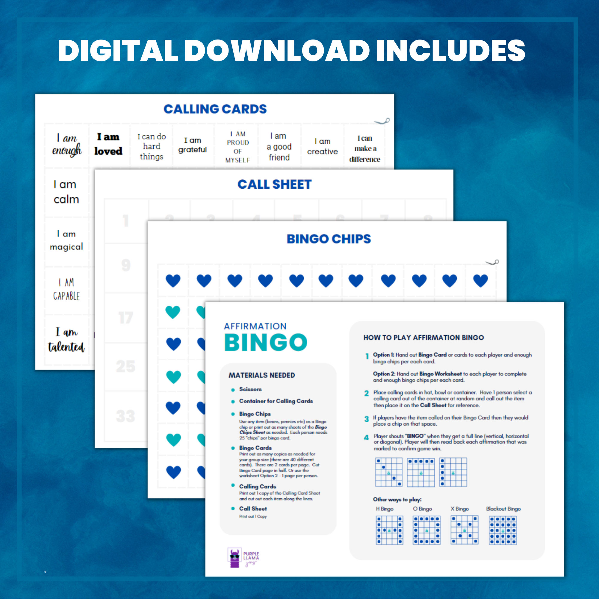 AFFIRMATION Bingo - Build Self-esteem, Self-love, Build Confidence All ...