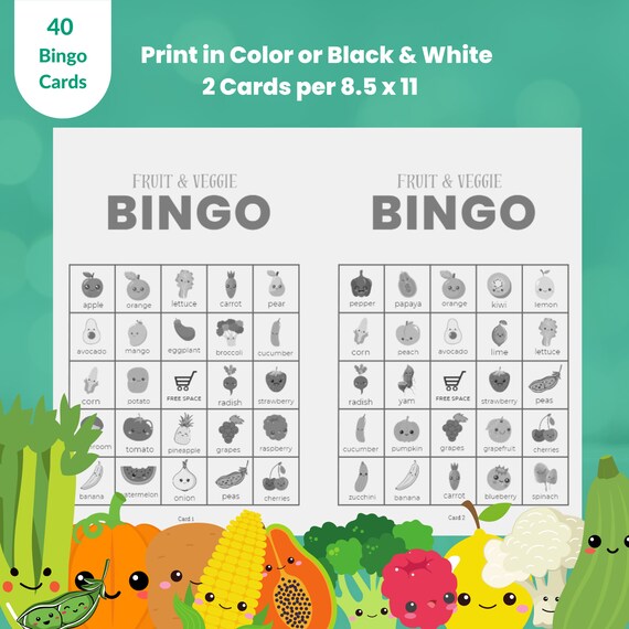 Food Bingo Cards Printable