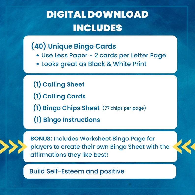 AFFIRMATION Bingo - Build Self-esteem, Self-love, Build Confidence All ...