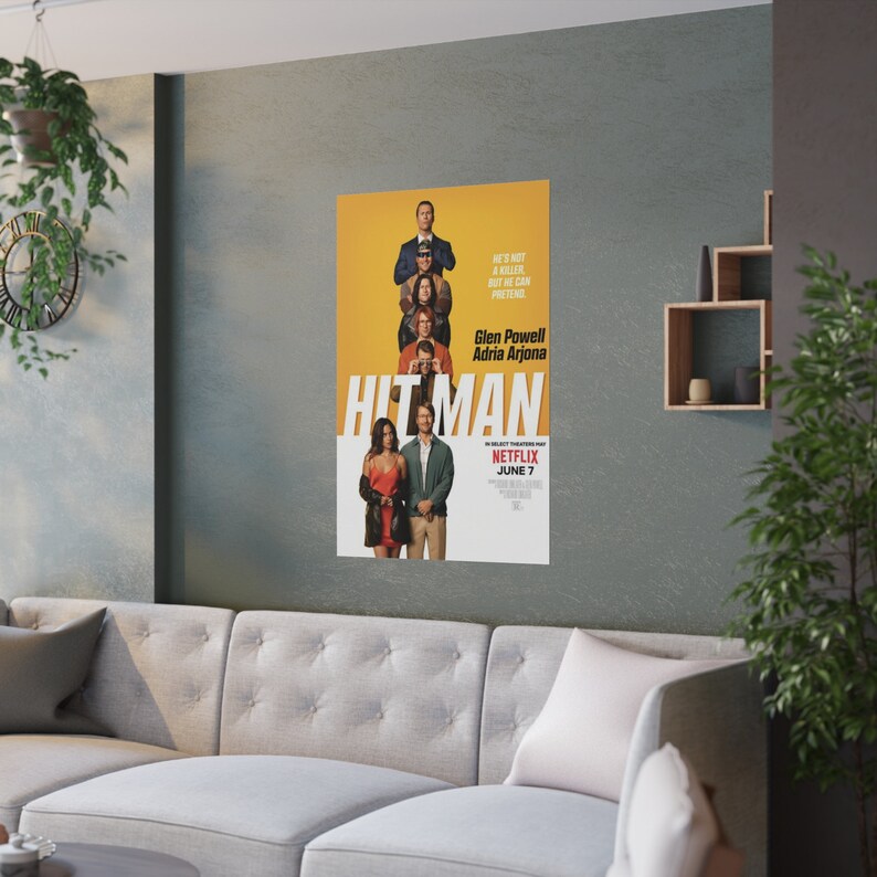 HITMAN Movie Poster, Hitman, Glen Powell, Adria Arjona, Wall Decor ...