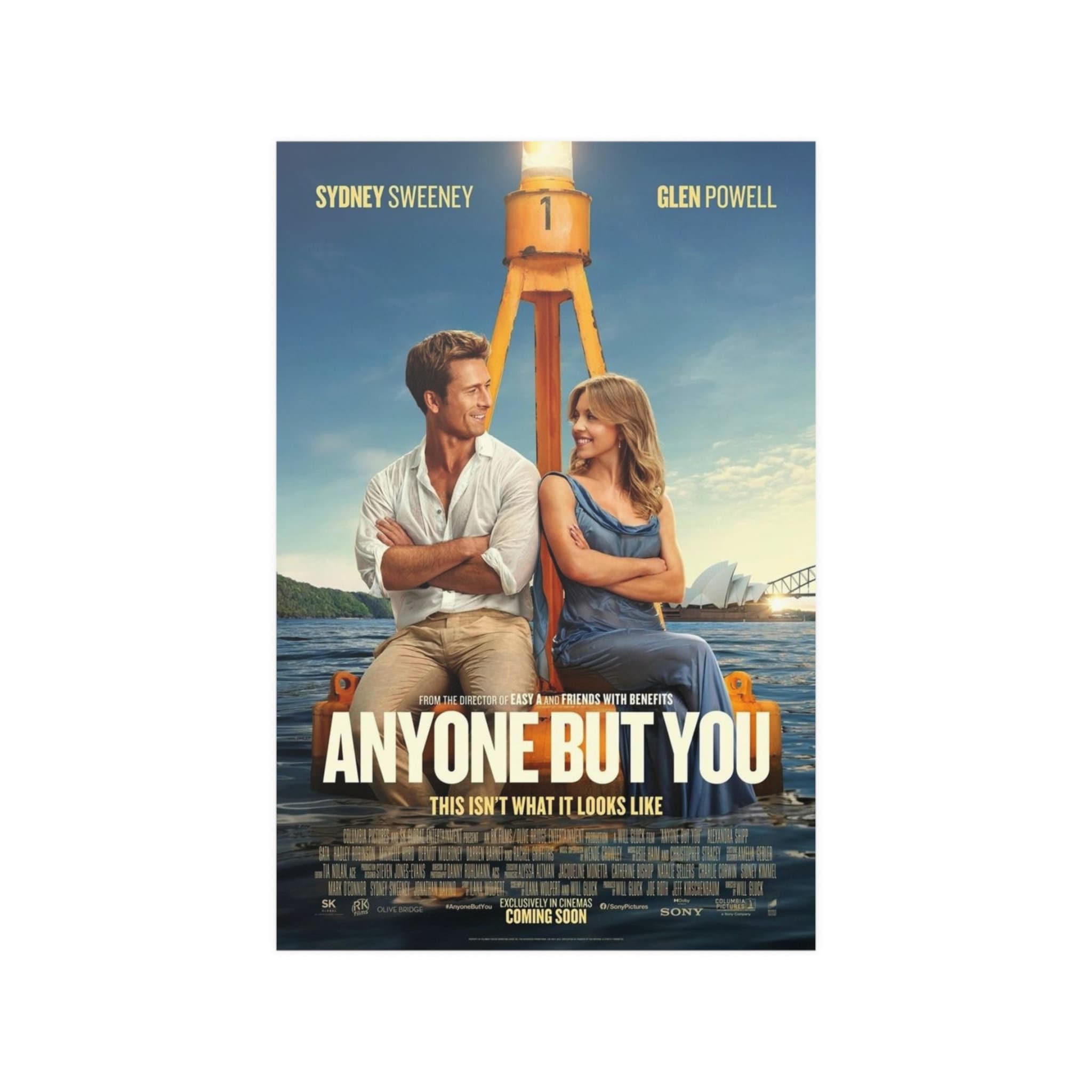 Anyone but You Movie Poster, Sydney Sweeney, Glen Powell, Wall Decor ...