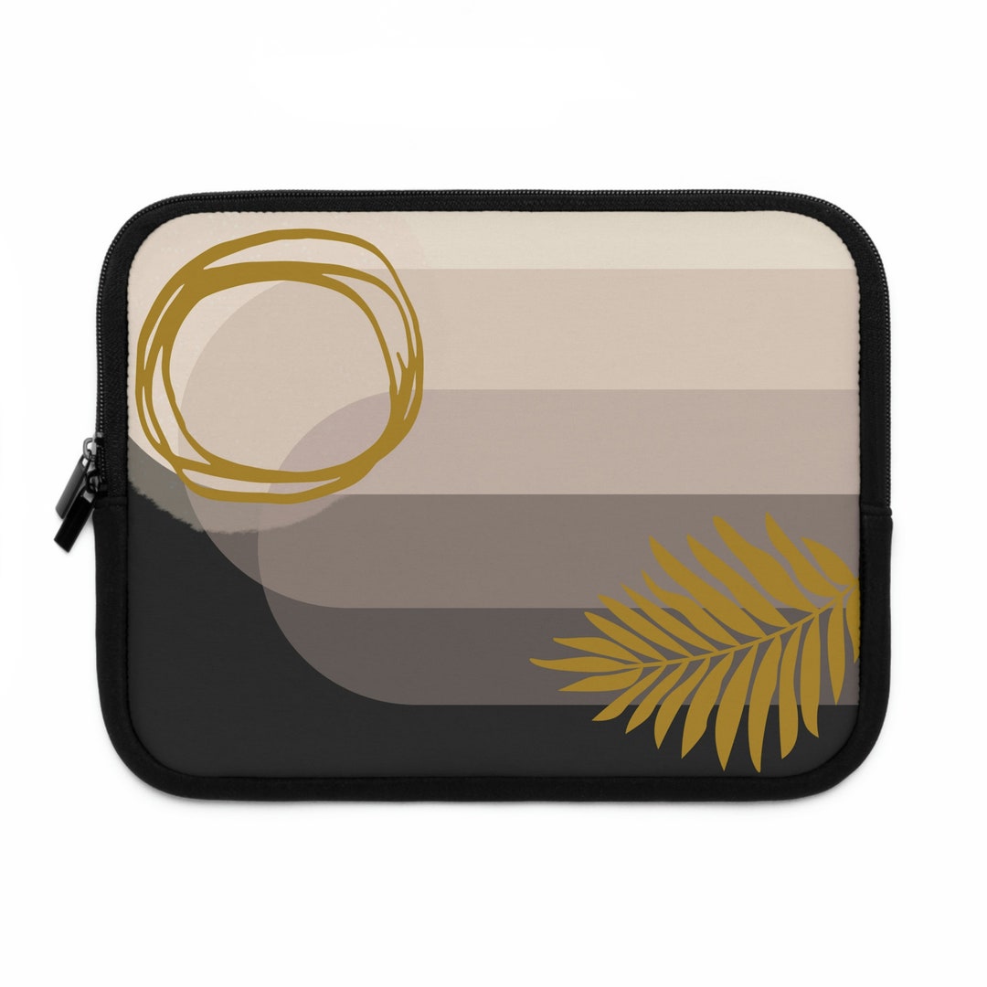 Black Boho Laptop Protective Sleeve | Gold Abstract Design | 7" 10" 13 ...