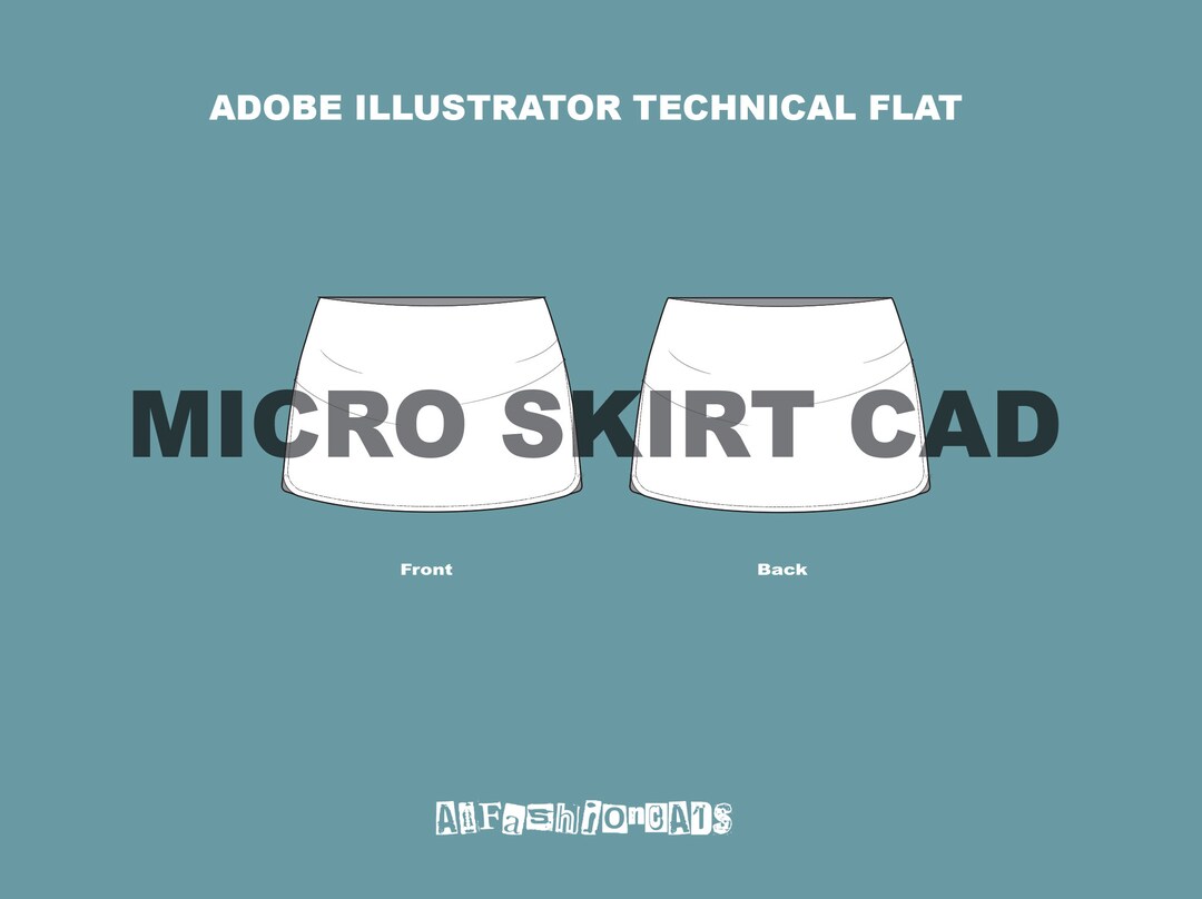 Micro Mini Skirt - Fashion Design Digital Template - Flat Sketch Tech ...