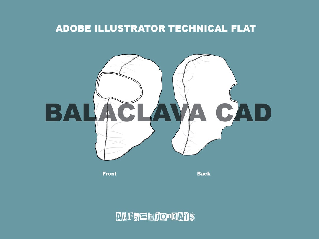 Balaclava - Fashion Design Digital Template - Flat Sketch Tech Drawing ...
