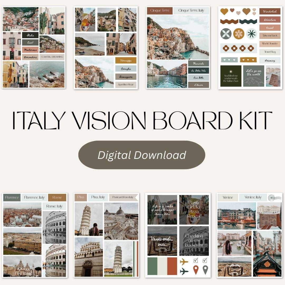 Italy Vision Board Kit | Aesthetic Travel Photo Collage | Italy Trip ...