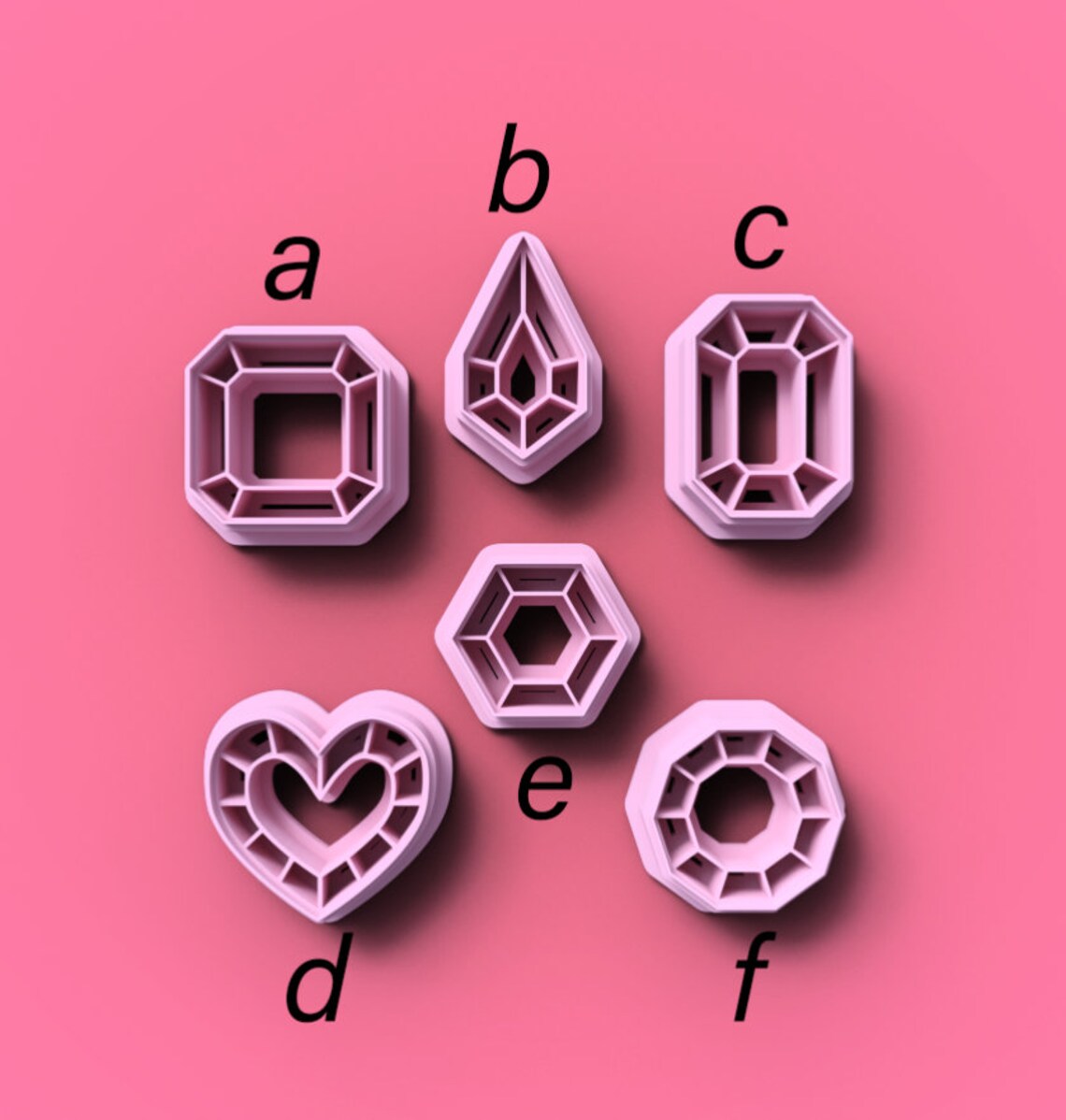 6 Gems Cookie Cutter Digital Download, Sharp Edge Polymer Clay Cookie ...