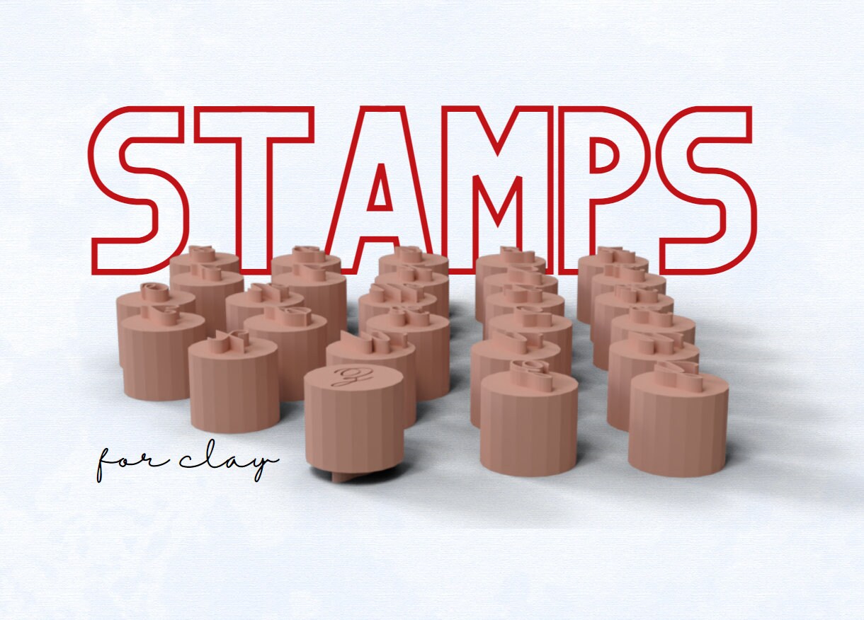 Clay Stamps, Alphabet Tiny Monogram Letter Set Stamps Digital Download ...