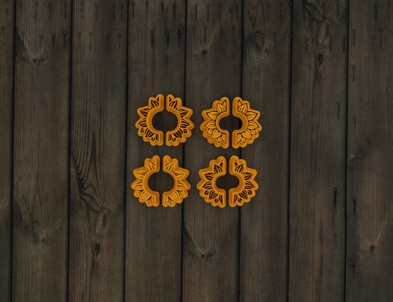 4 Styles Sunflower Cookie Cutter Digital Download, Sharp Edge Polymer ...