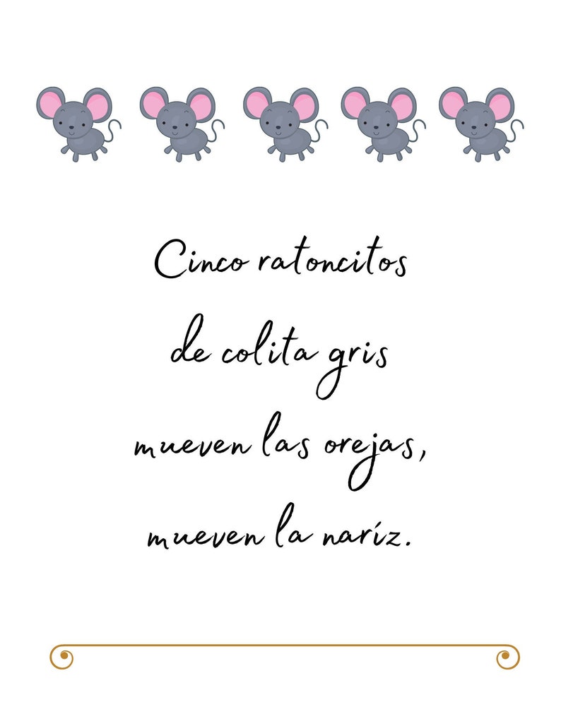 Cinco Ratoncitos Nursery Rhyme Digital Print - Etsy