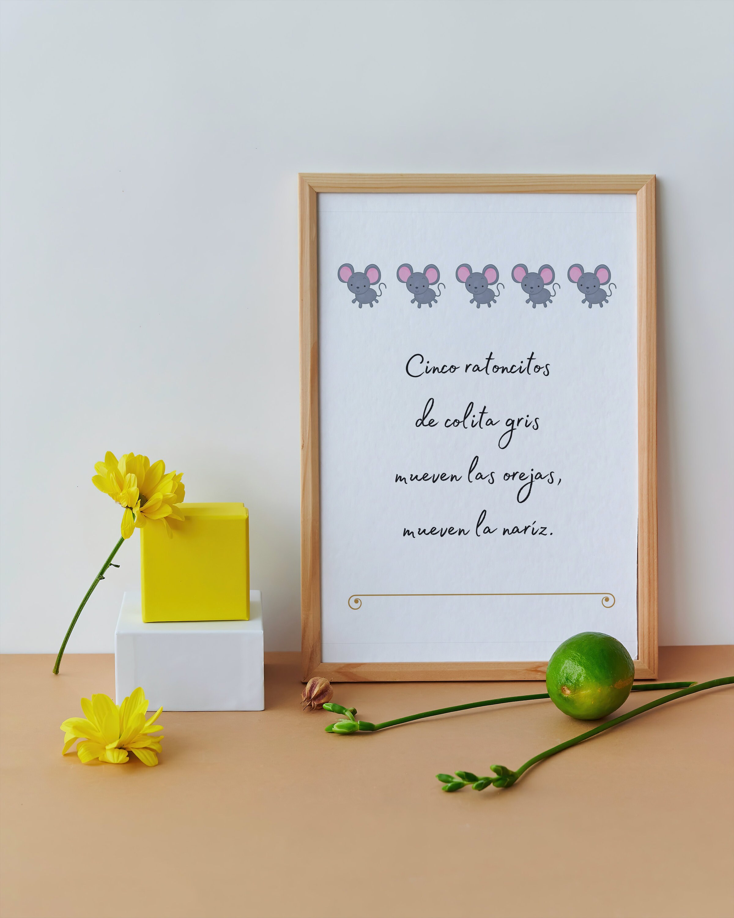 Cinco Ratoncitos Nursery Rhyme Digital Print - Etsy