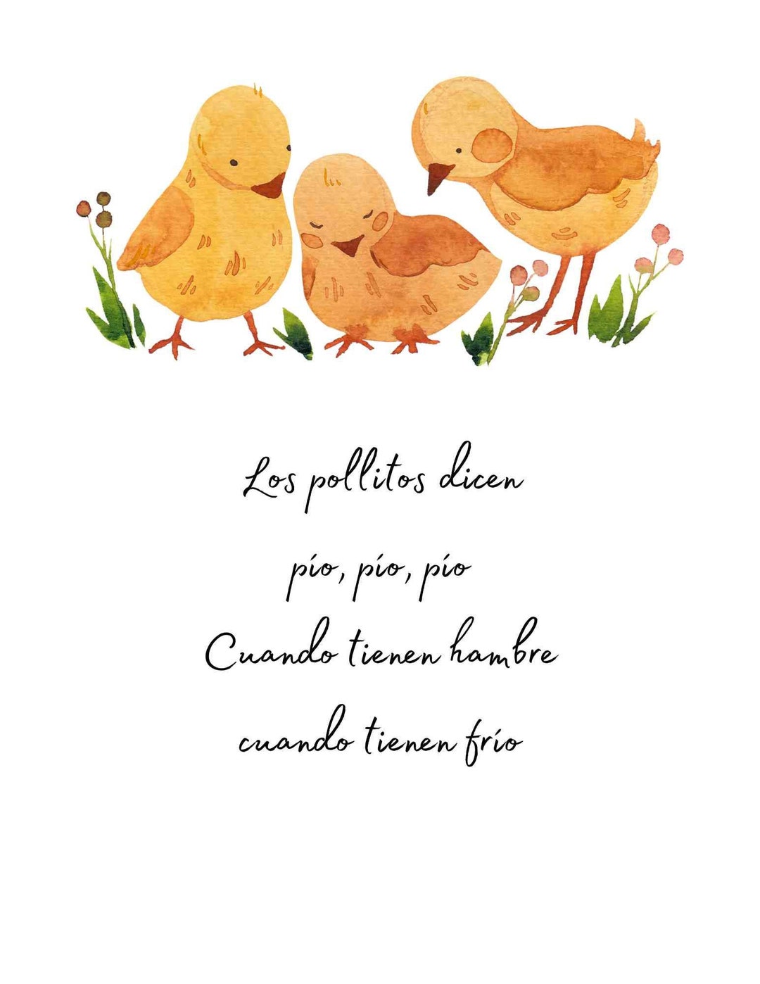 Los Pollitos Nursery Rhyme Digital Print - Etsy