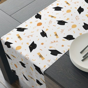Graduation Table Runner Gold Graduation Party Decorations Grad Party ...