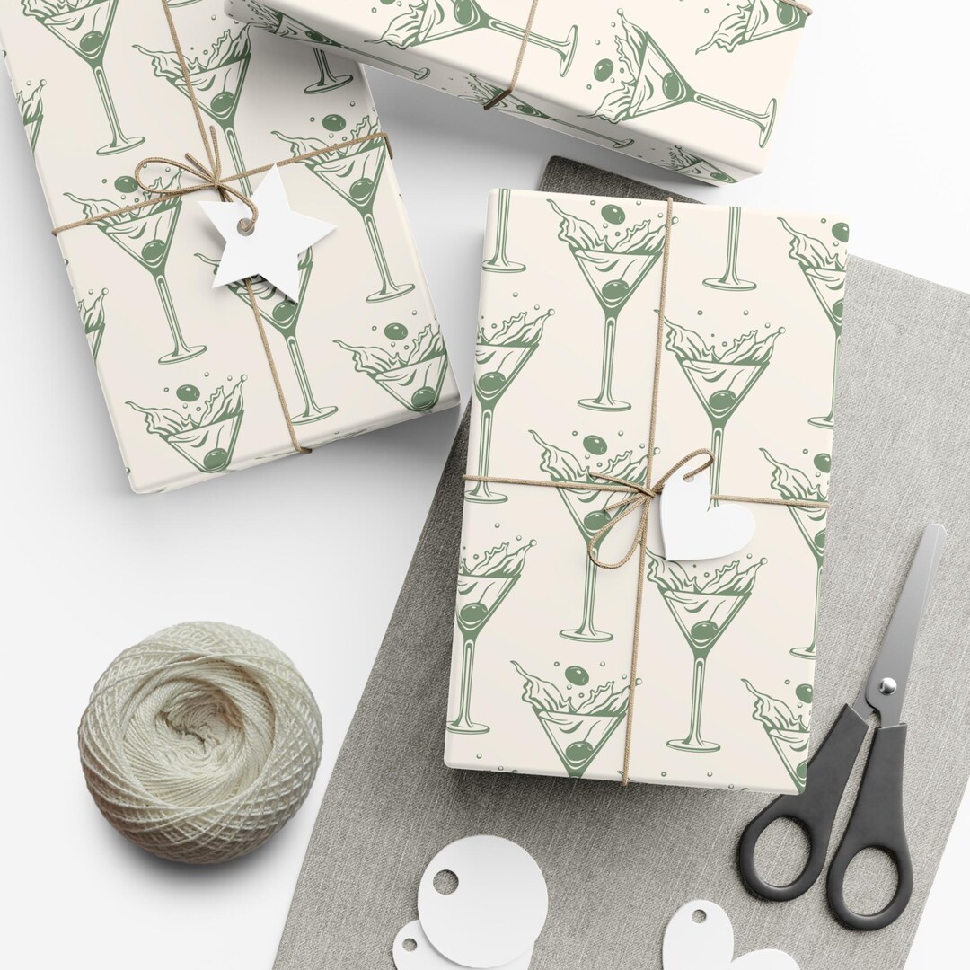 Dirty Martini Wrapping Paper Martini Gift Wrap Cocktail Wrapping Paper ...