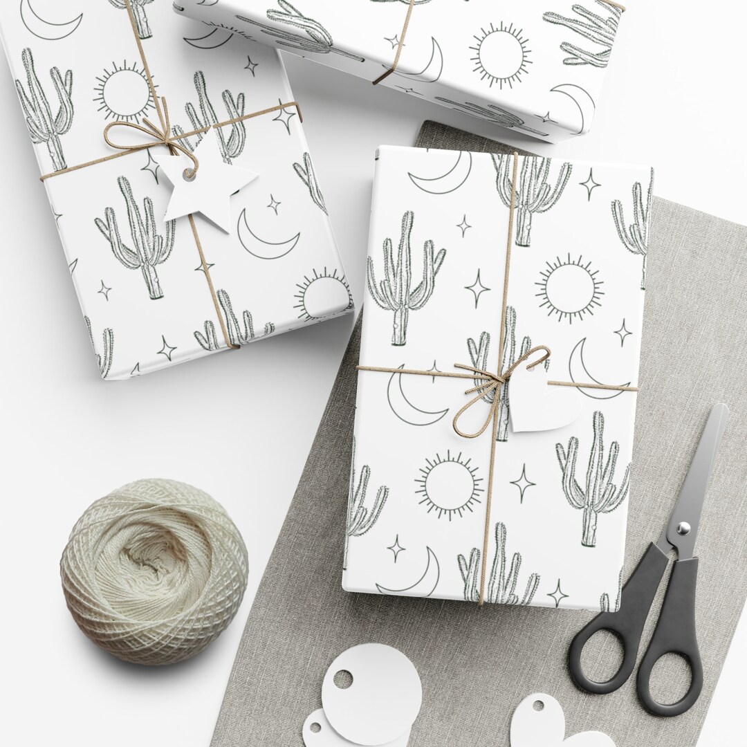 Cactus Gift Wrap Paper Western Wrapping Paper Sun Moon Gift Wrap ...