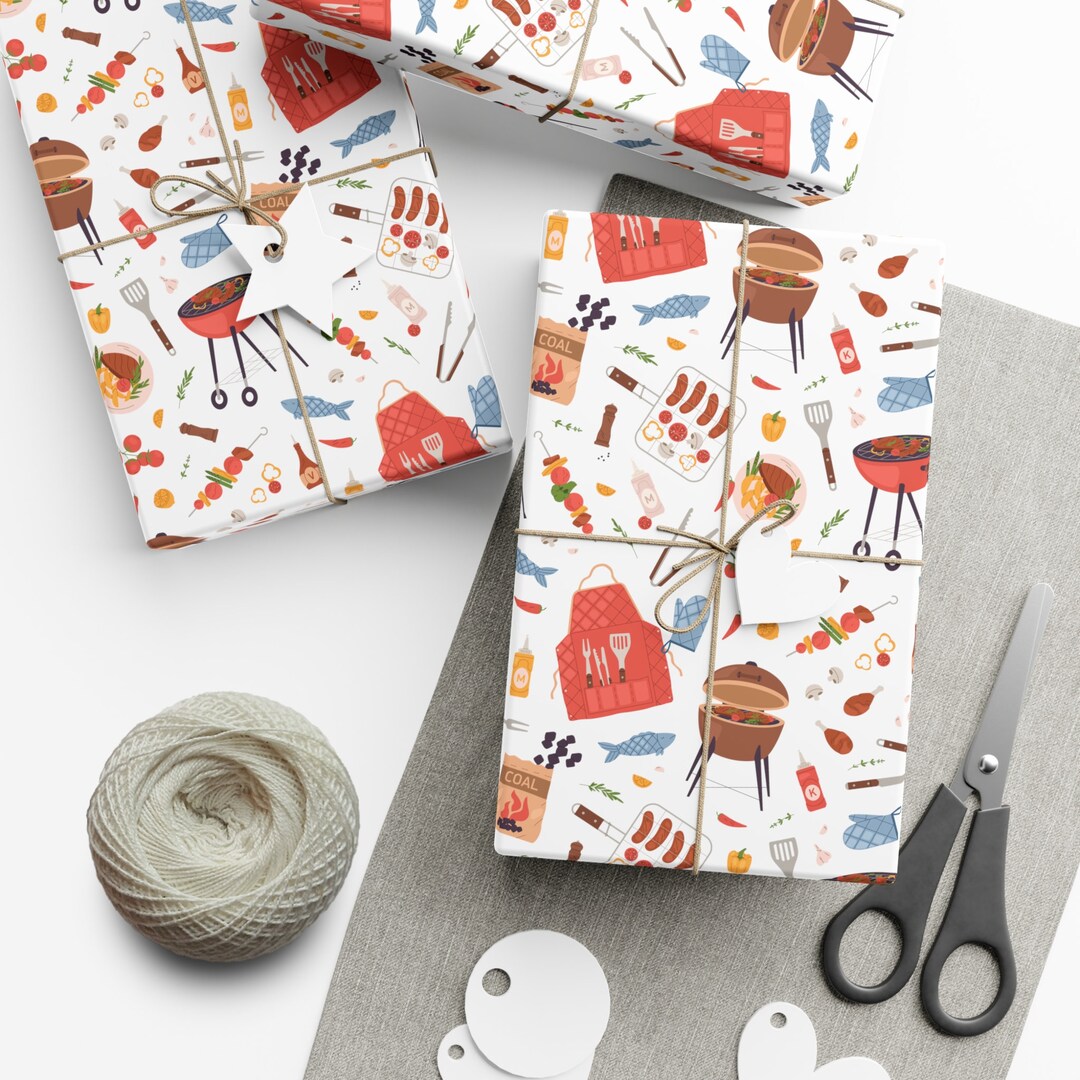 BBQ Cookout Wrapping Paper Grill Gift Wrap Grilling Wrapping Paper Roll ...