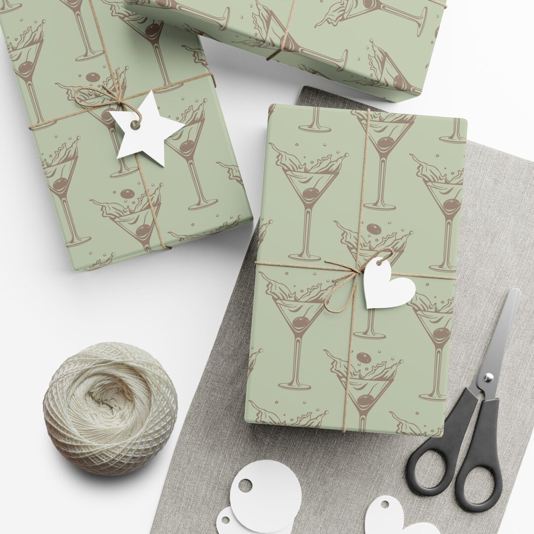 Martini Wrapping Paper Martini Themed Bachelorette Decorations Cocktail ...