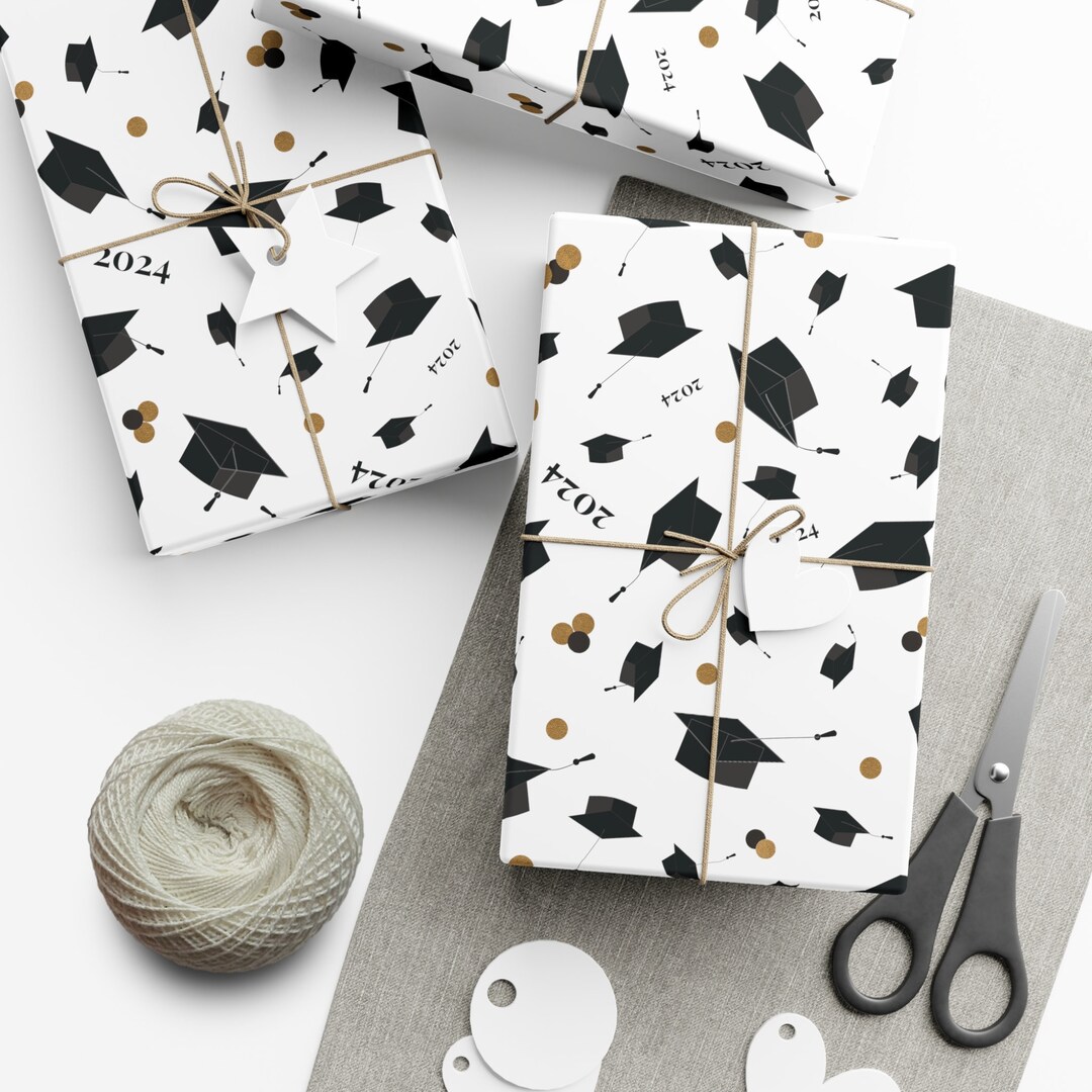 Graduation Wrapping Paper 2024 Graduation Cap Gift Wrap Wrapping Paper ...
