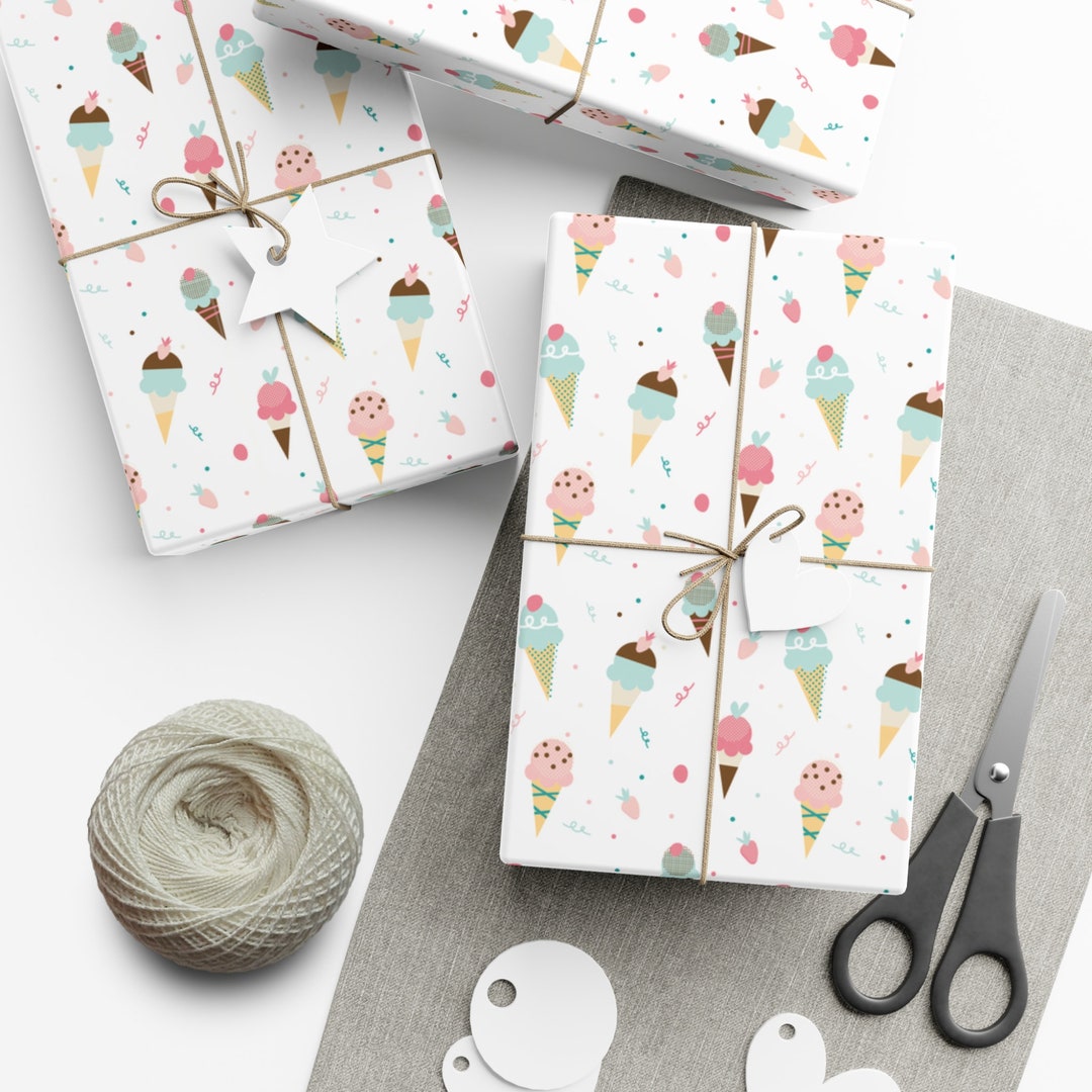 Ice Cream Wrapping Paper Ice Cream Gift Wrap Dessert Theme Wrapping ...