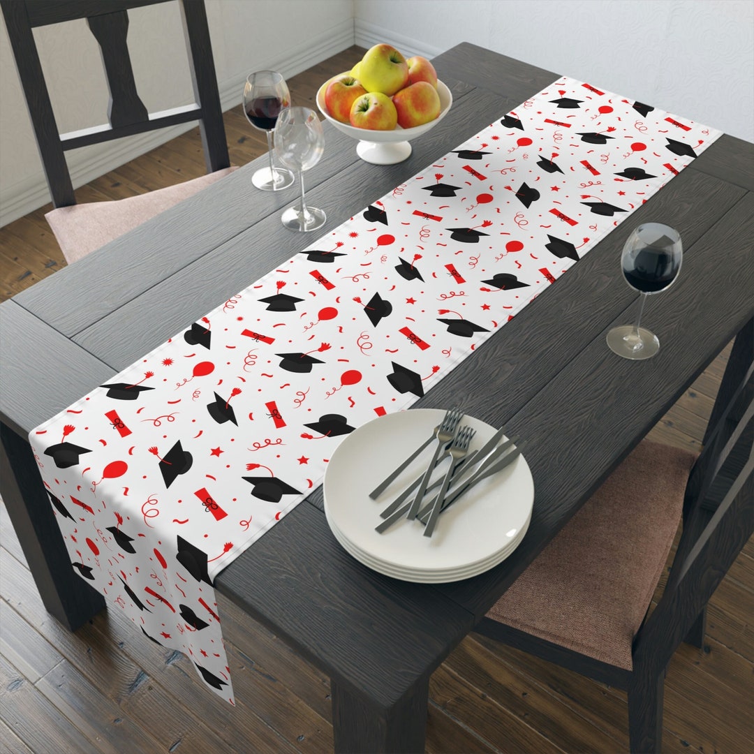 Red Diploma and Graduation Cap Table Decoration - Graduation Table ...
