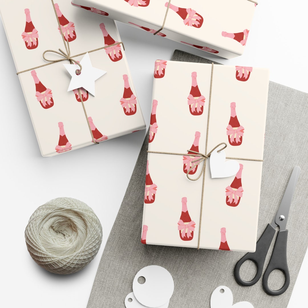 Champagne Wrapping Paper Birthday Gift Wrap Bridal Shower Wrapping ...