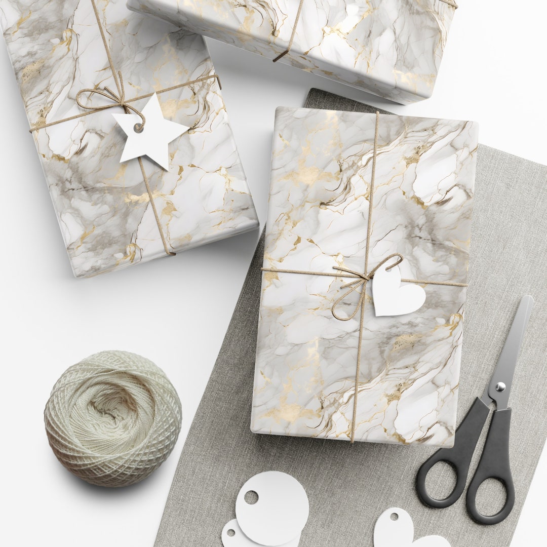 Gold Marble Wrapping Paper White Marble Gift Wrap Grey Neutral Wrapping ...